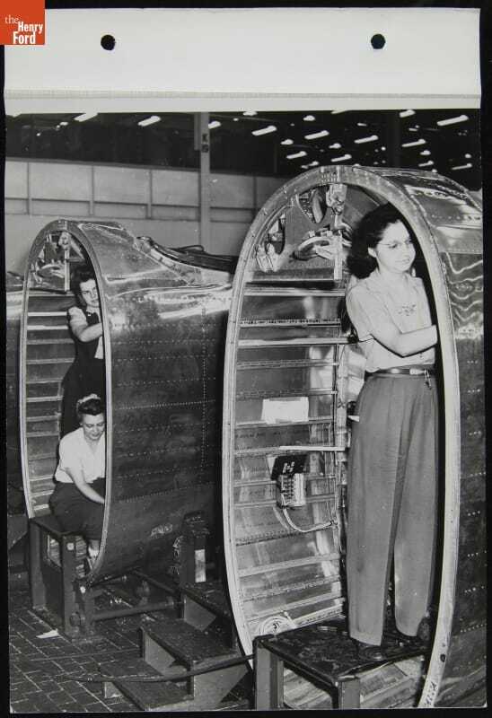 Women Riveting Tail Cones, Willow Run Bomber Plant, June 1944 · Santa ...