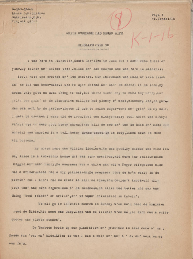 White Overseer Had Negro Wife · Santa Clara University Digital Exhibits