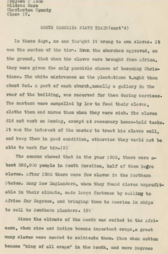 South Carolina Slave Trade 1936-1937 · Santa Clara University Digital ...